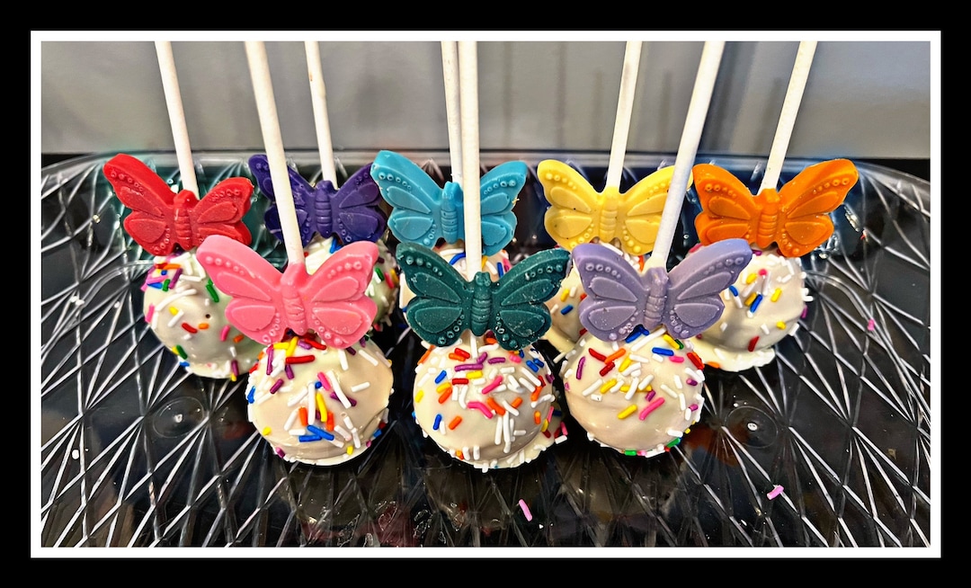 Butterfly Cake Pops, Rainbow Butterfly Theme Cake Pops, Butterfly Pops ...