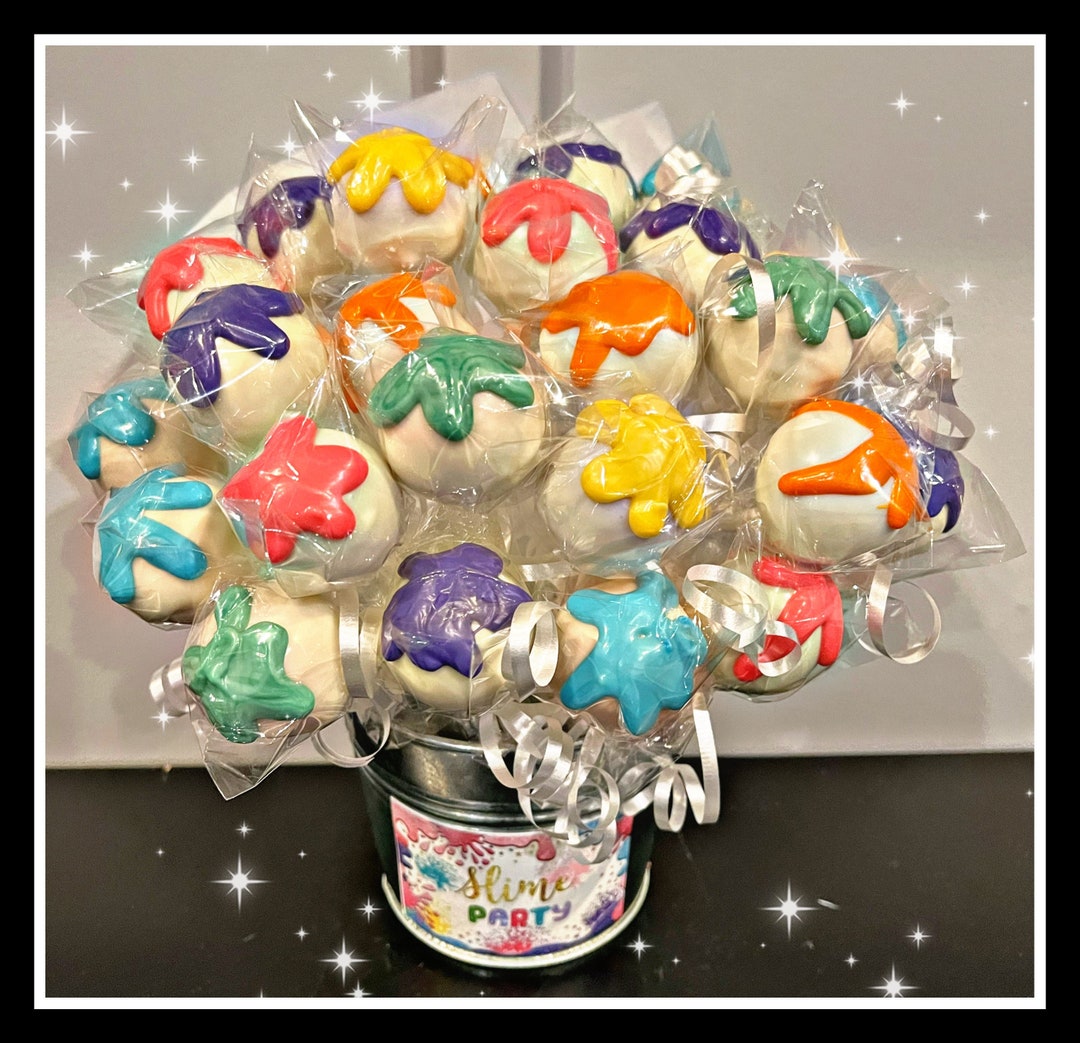 Slime Cake Pops, Slime Themed Cake Pops, Slime Chocolate, Slime Favors ...