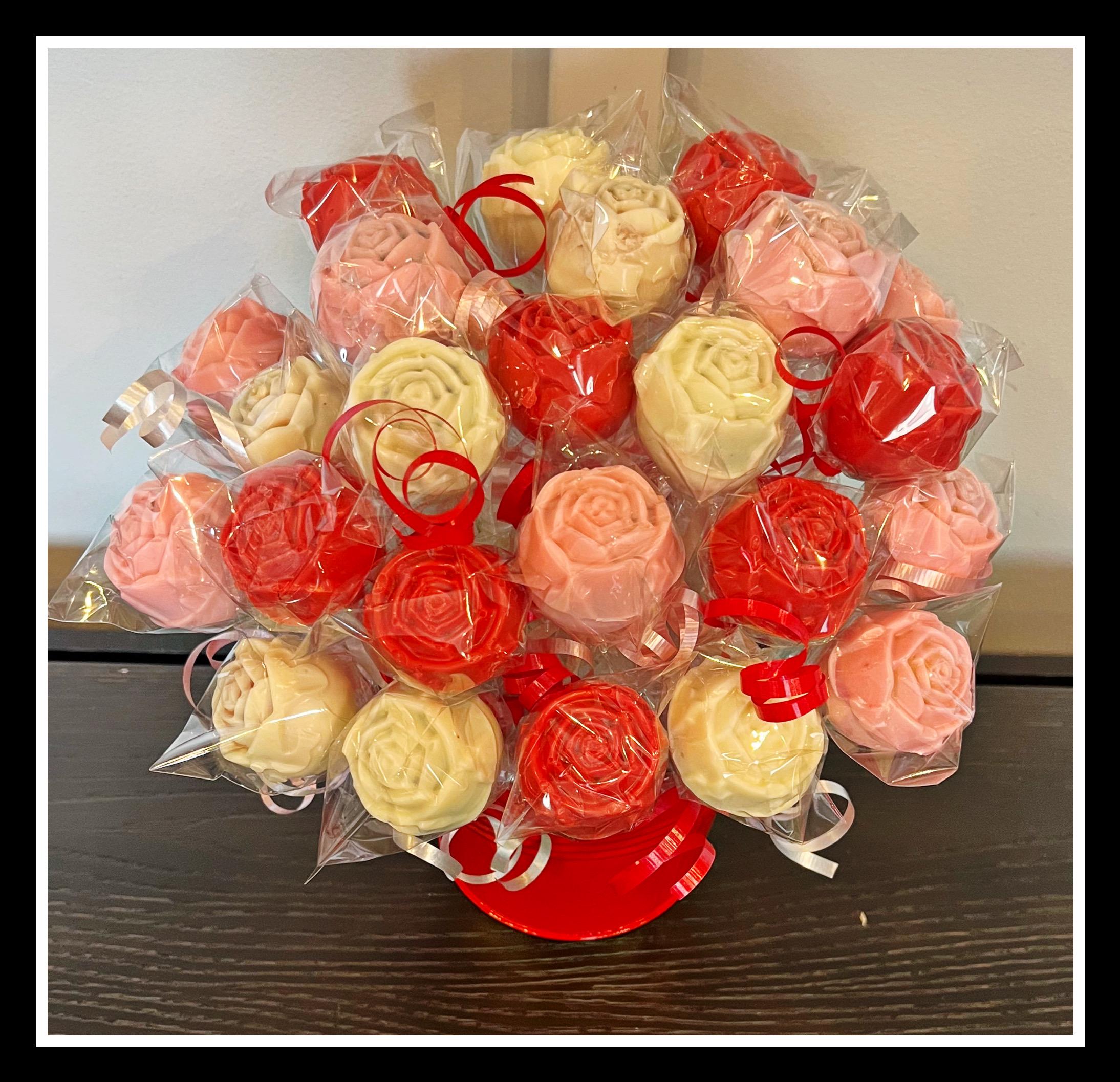 Rose Cake Pops, Rose Chocolate Cake Pops, Mothers Day Flower Cake Pops ...