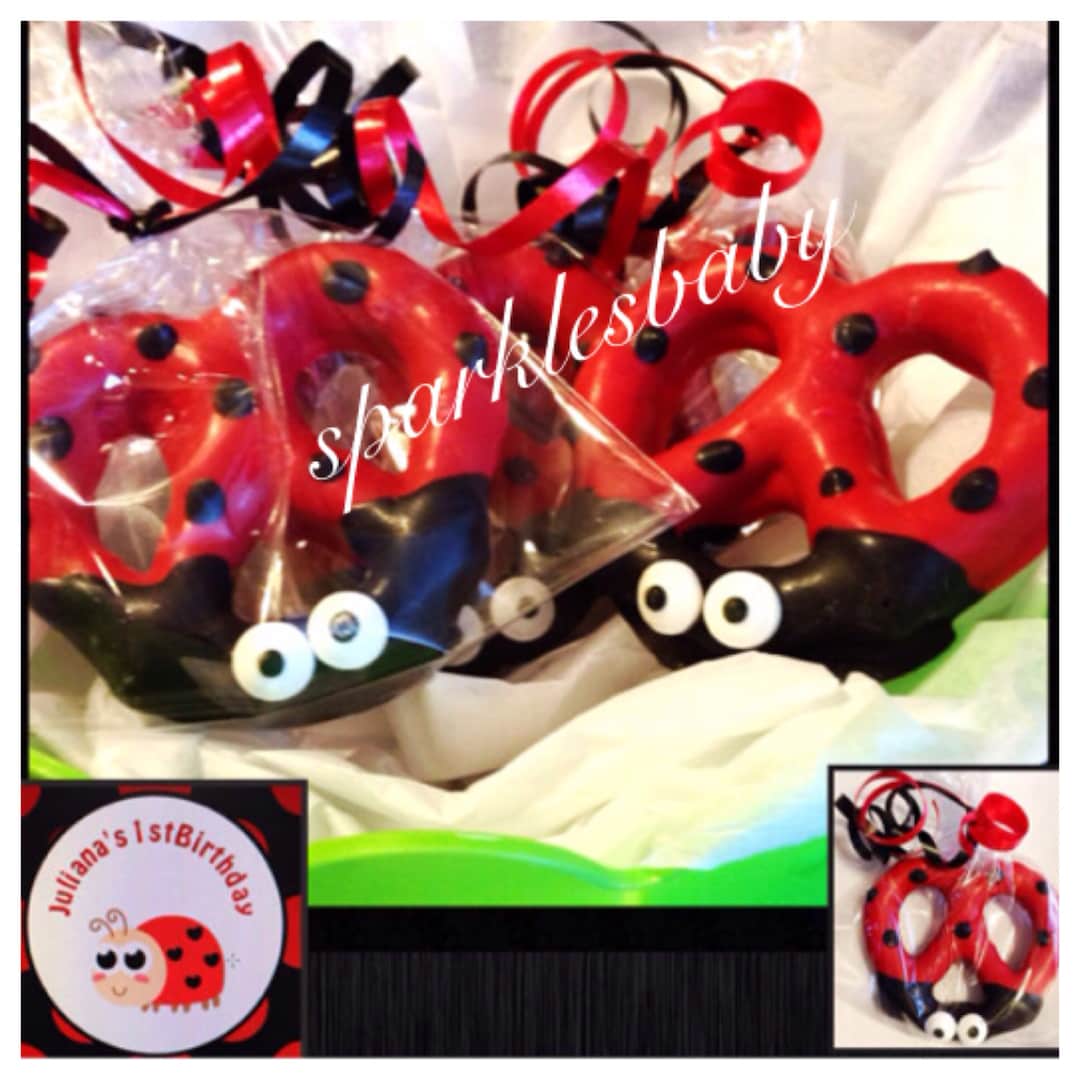 Ladybug Chocolate Covered Pretzels: Personalized Party Favors, Set of ...
