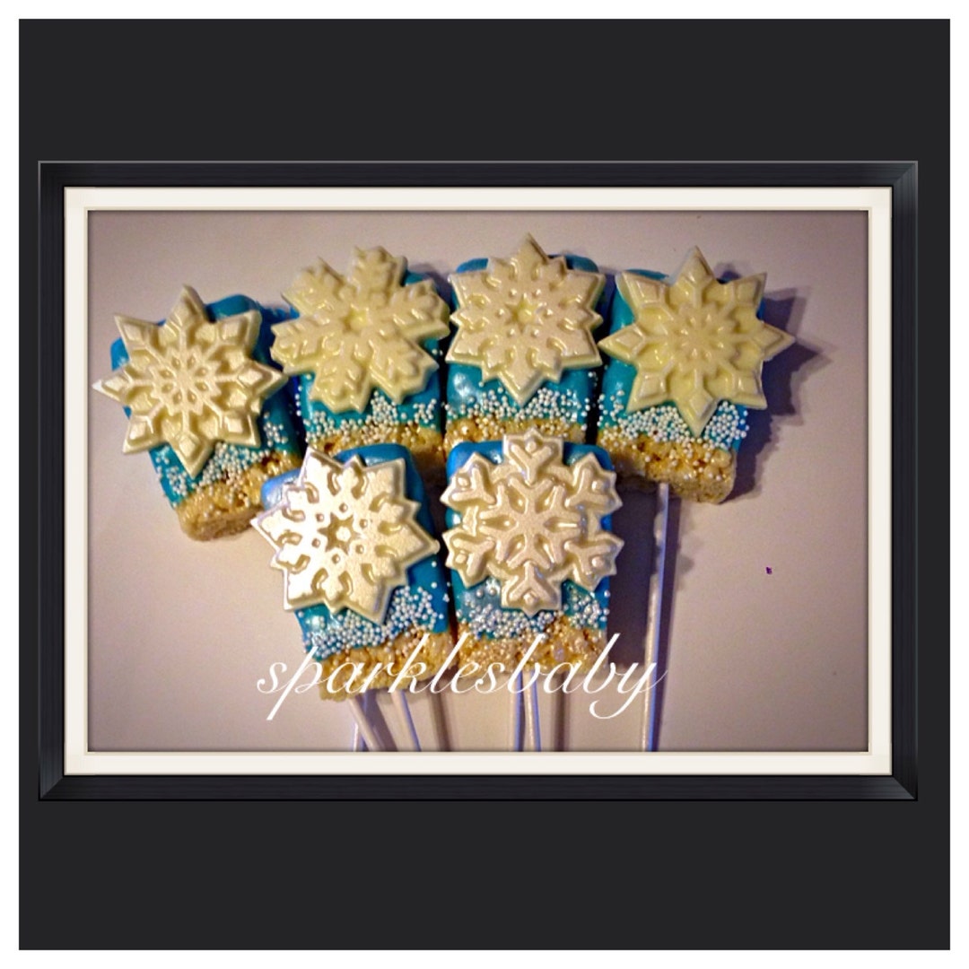 Snowflake Chocolate Covered Rice Krispie Treats- Set of 12 Shimmer ...