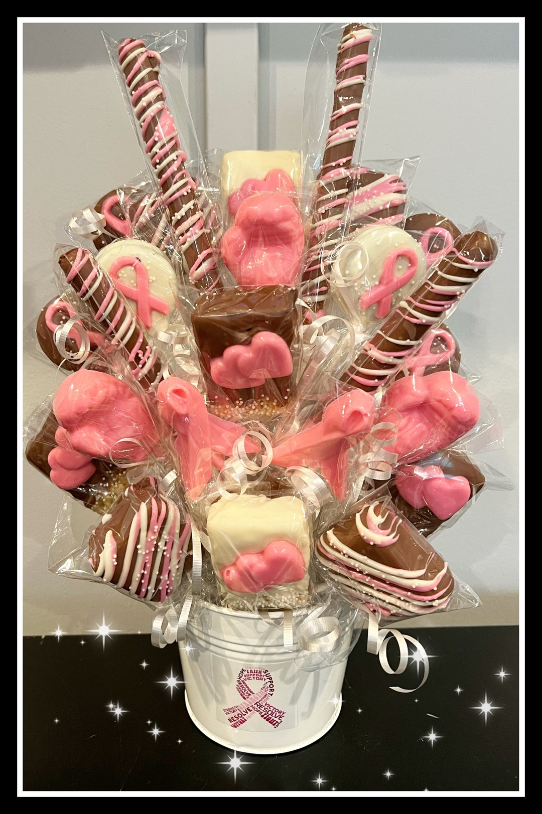 Breast Cancer Chocolate Gift Basket: Gourmet Chocolate Treats - Etsy