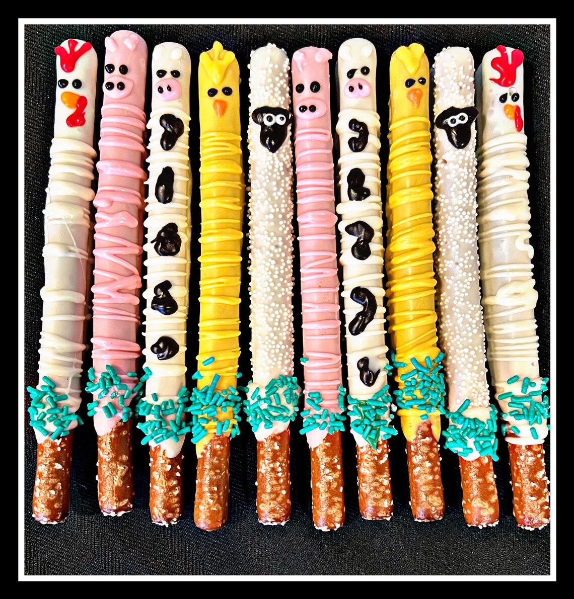 Farm Animal Chocolate Covered Pretzels: Gourmet Party Favors (2 Dozen ...