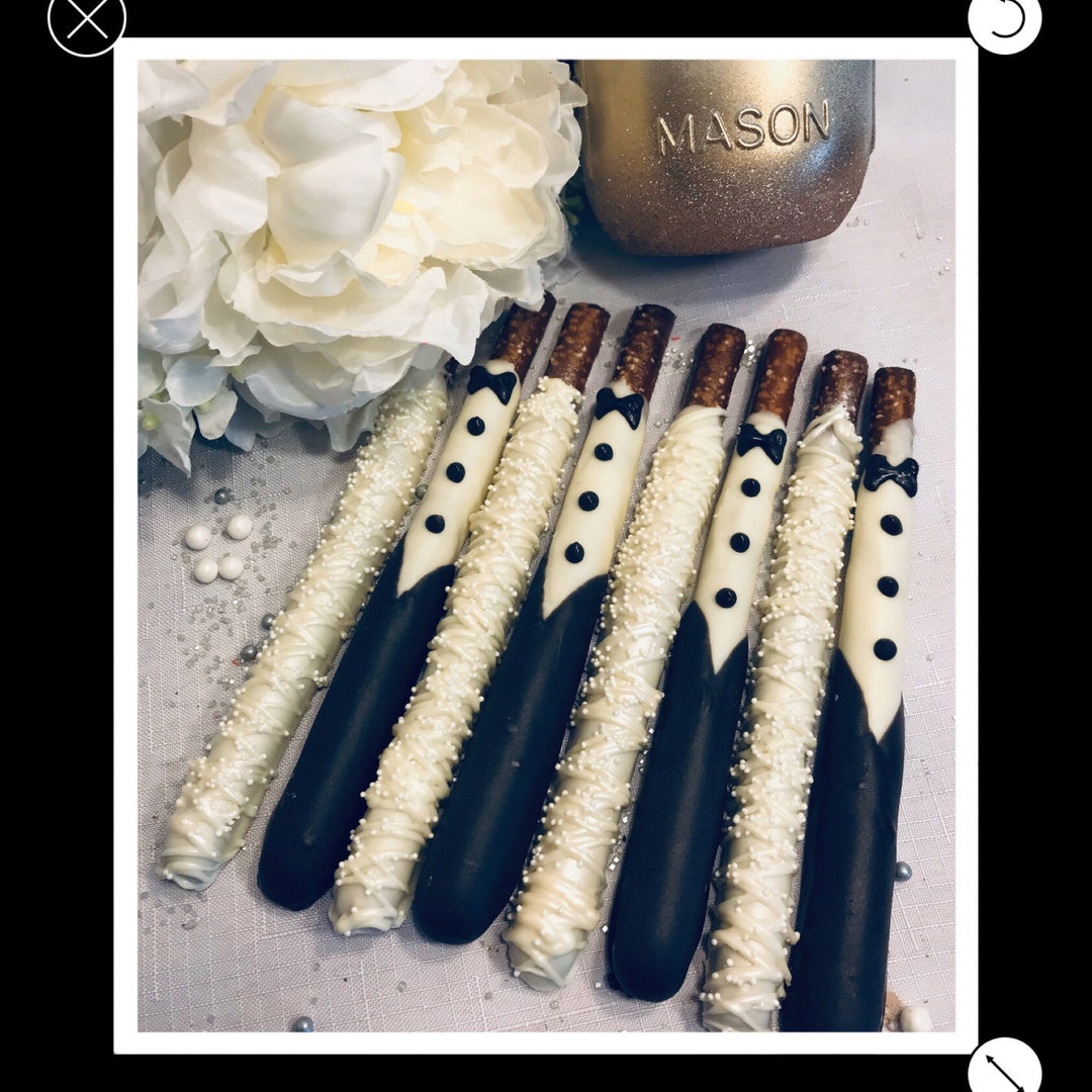 Bride and Groom Chocolate Covered Pretzels: Wedding Favors, 24 Piece ...