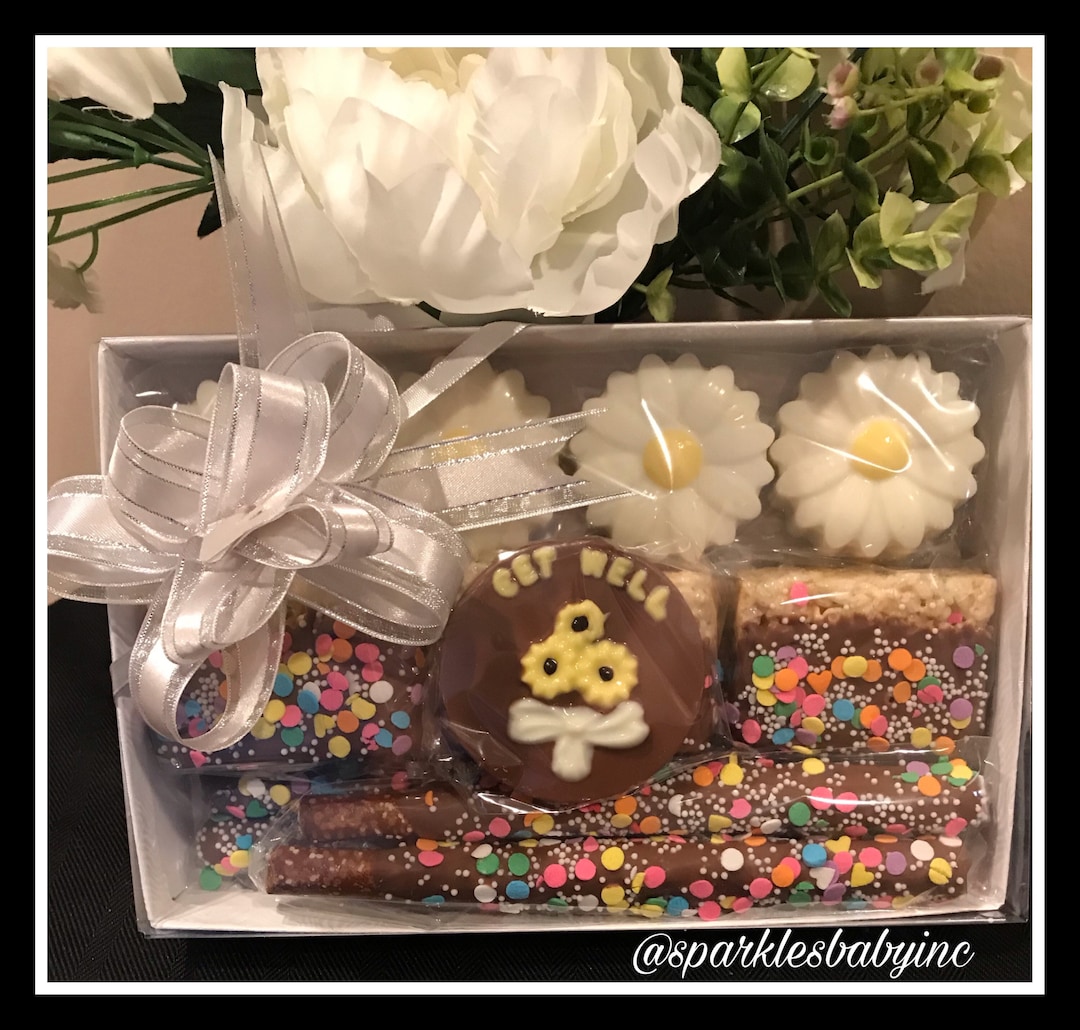 Get Well Soon Gourmet Chocolate Gift Box: Flower Oreos & Pretzel Rods ...