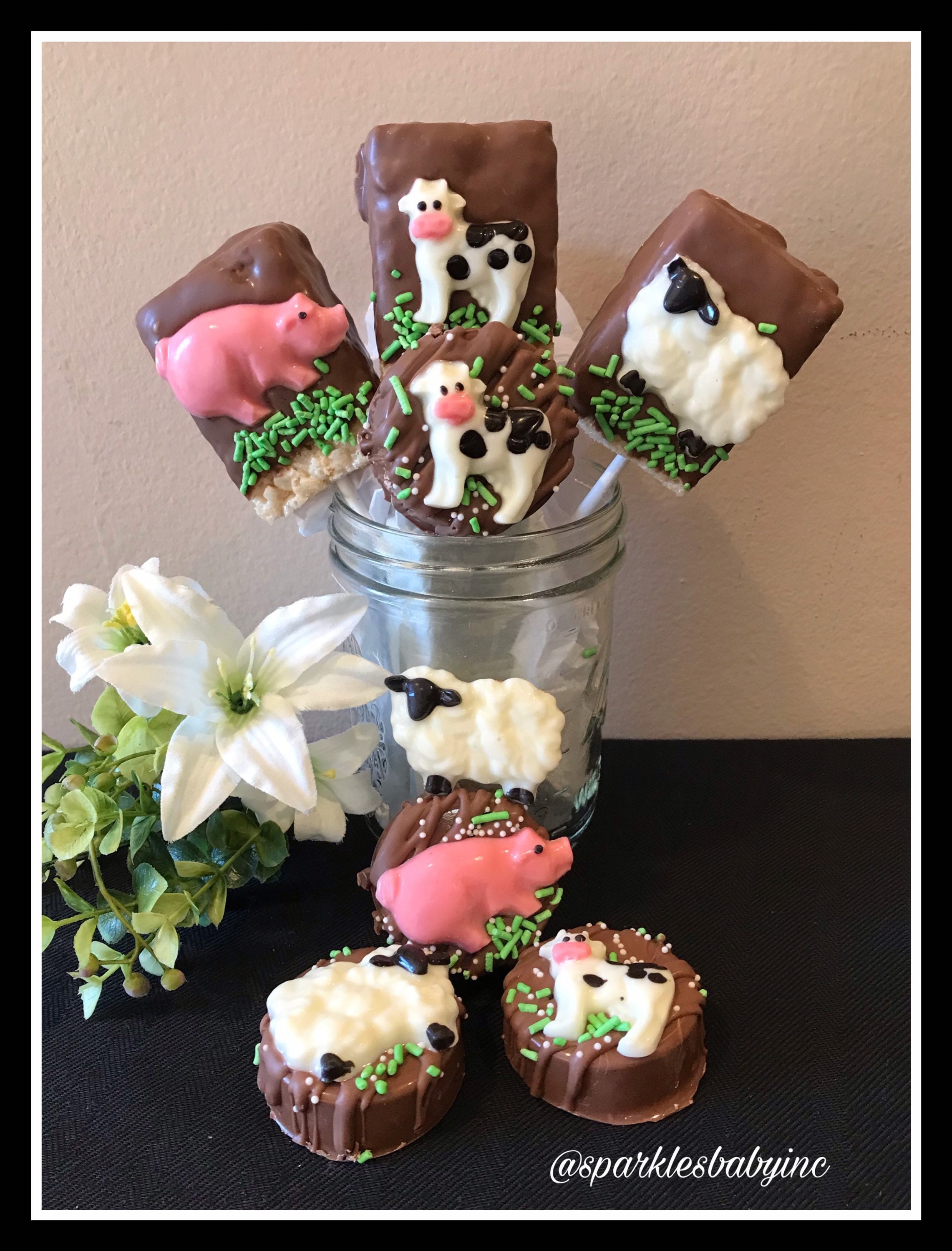 Cow Oreo, Farm Oreo, Farm Theme Chocolate, Cow Rice Krispie Treat, Cow ...