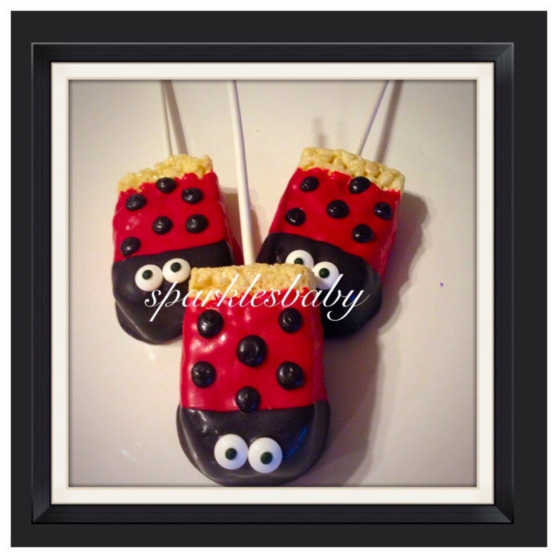 Ladybug Party - Ladybug Chocolate Covered Rice Krispie Treat Pops - Etsy