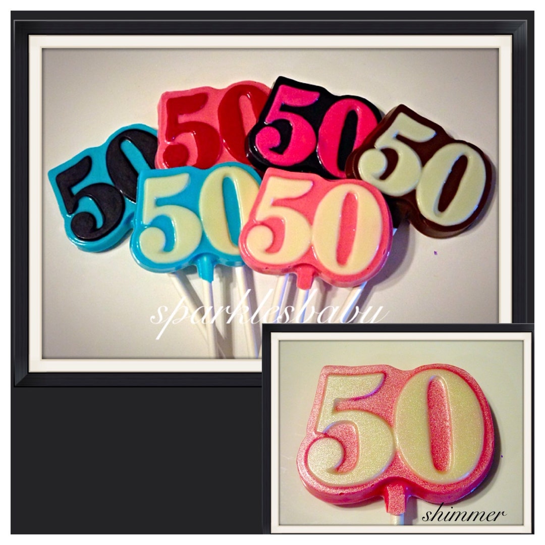 Number 50 Chocolate Lollipops, 50th Chocolate Lollipop Favors - Etsy
