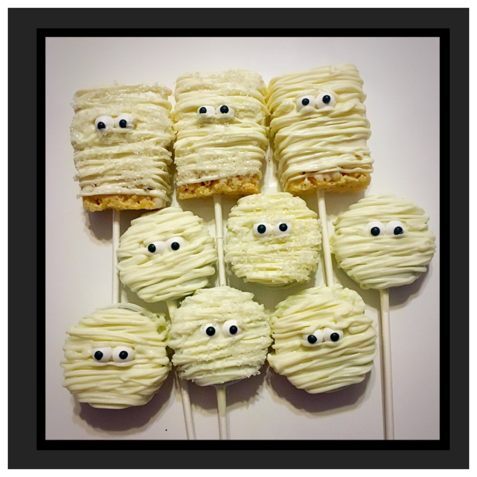 Halloween Mummy Chocolate Covered Oreos, Oreo Pops, Rice Krispie Treats ...