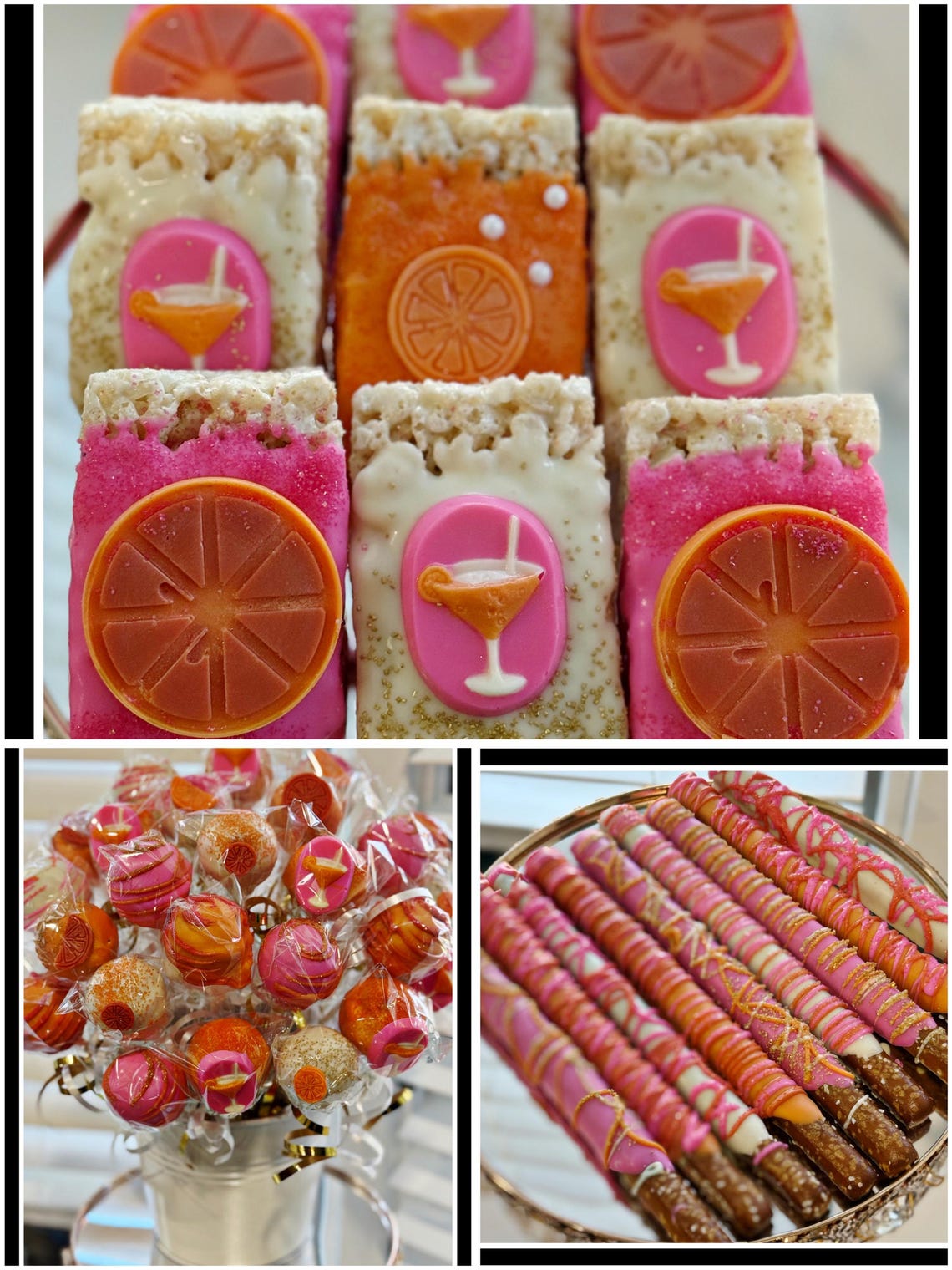 Aperol Spritz, Hot Pink and Orange Theme, Aperol Spritz Krispies, Cake ...