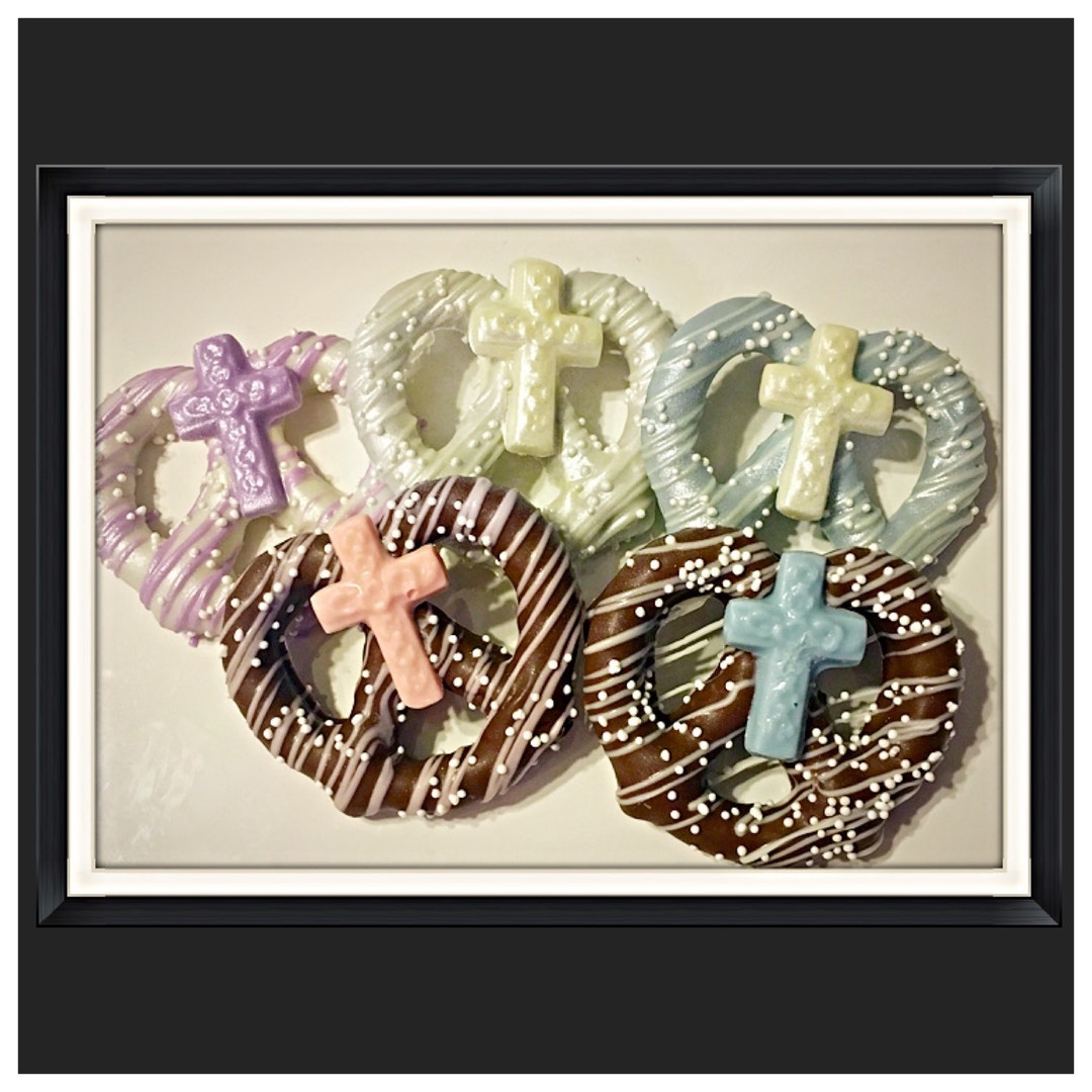 Cross Pretzels -communion, Baptism, Christening Chocolate Covered ...