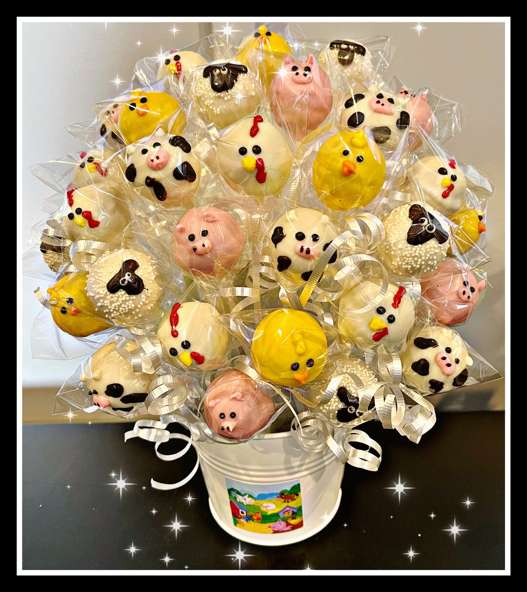 Farm Animal Cake Pops: Cow, Pig, Chicken, Sheep - Etsy