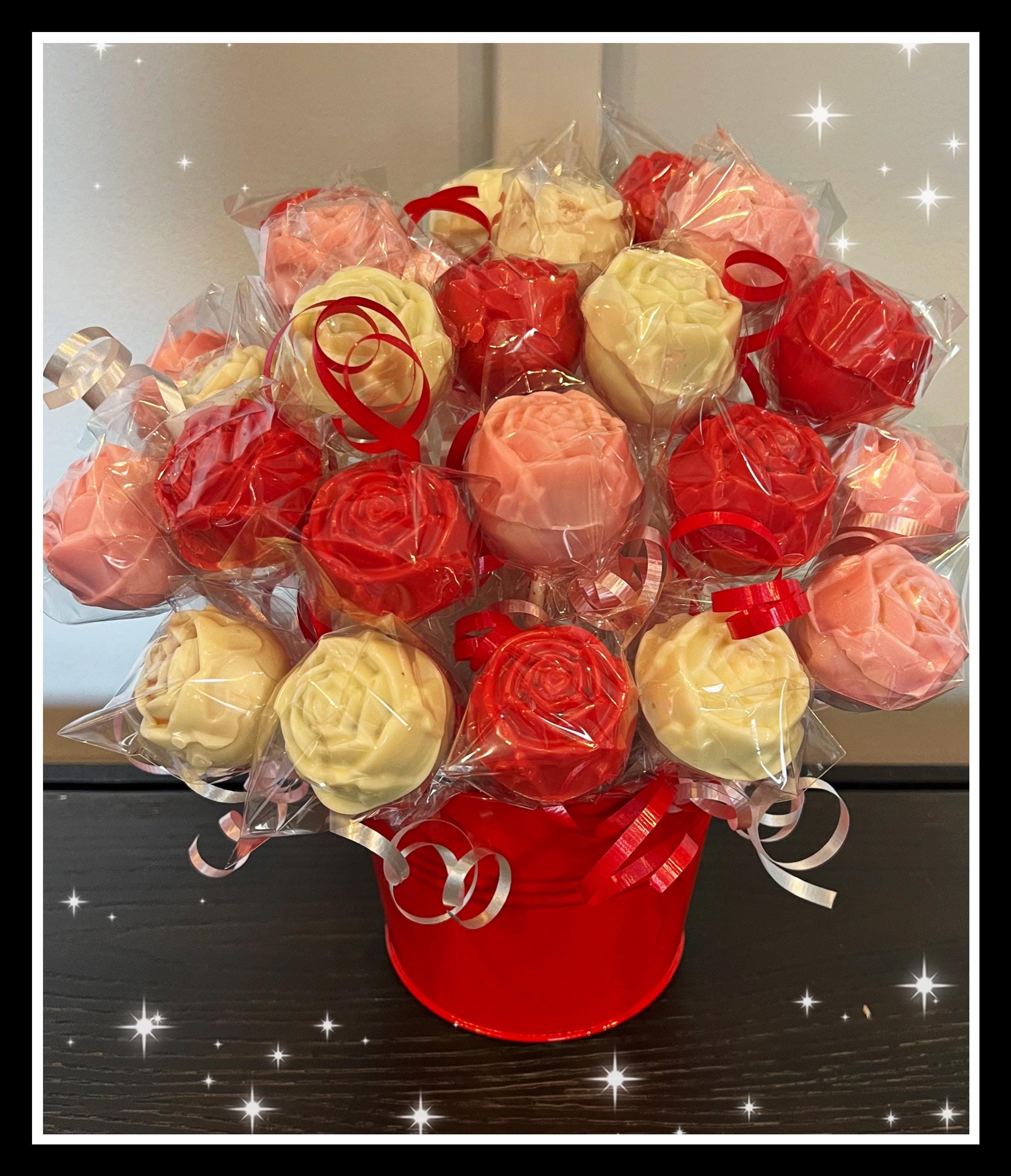 Rose Cake Pops: Valentine's Day Chocolate Flower Gift - Etsy