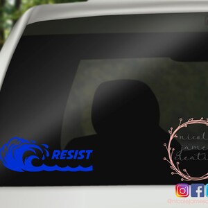 Resist/blue Wave Decal - Etsy
