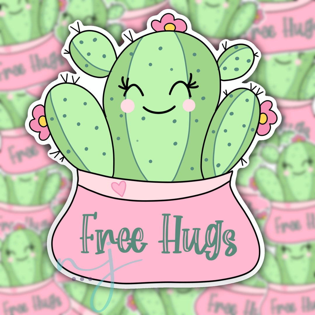 Free Hugs Cactus Decal/sticker - Etsy