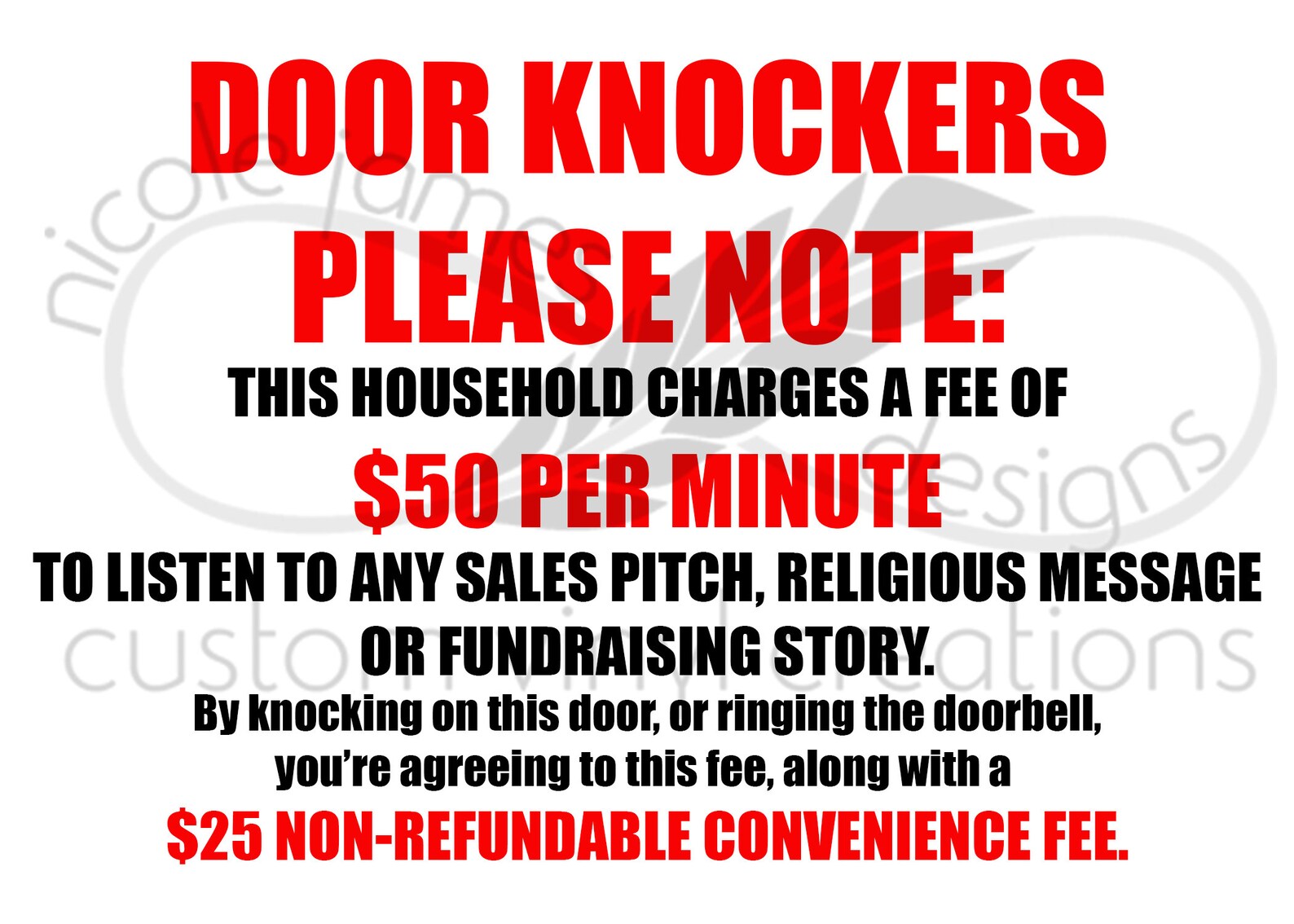 Do Not Knock Front Door Decal | Etsy