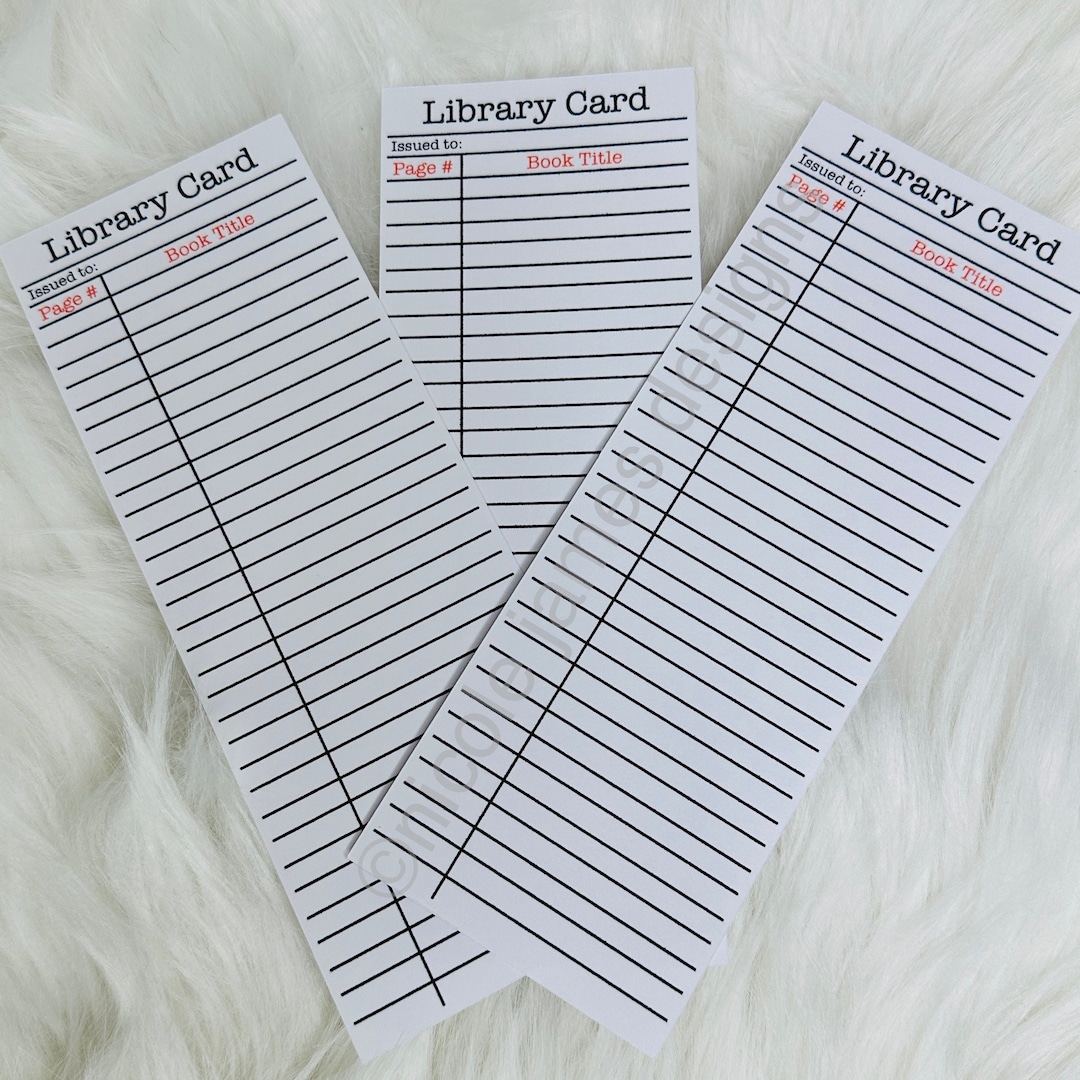Set of 3 Library Card Tracker Bookmark, Book List Bookmark, Reading ...