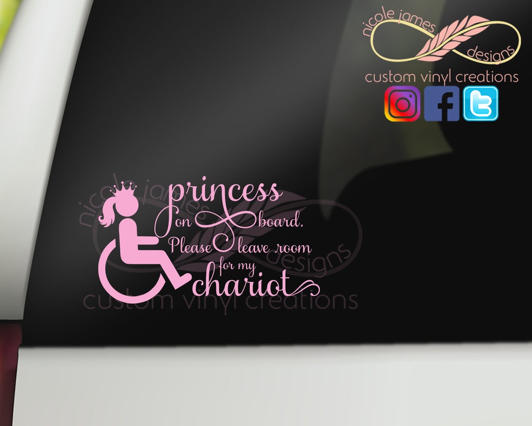 Princess on Board Handicap Vinyl Decal, Princess on Board Decal ...