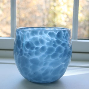 Hand Blown Glass Bowl, High Bowl, Opaque Steel Gray Blue, the Studio at ...