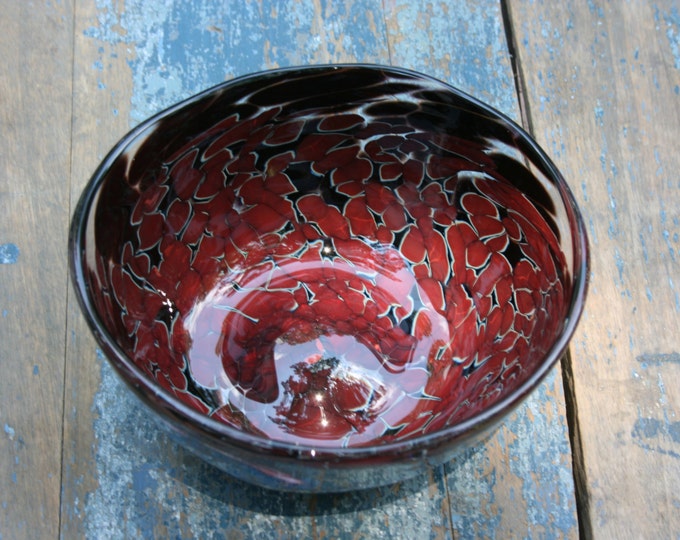 Metallic Black and Copper Ruby Glass Bowl Handblown - Etsy