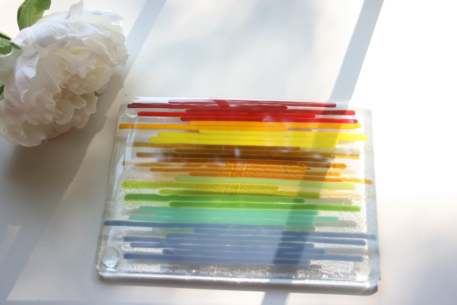 Fused Glass Cheese Platter: Multi-color Striped Serving Plate - Etsy