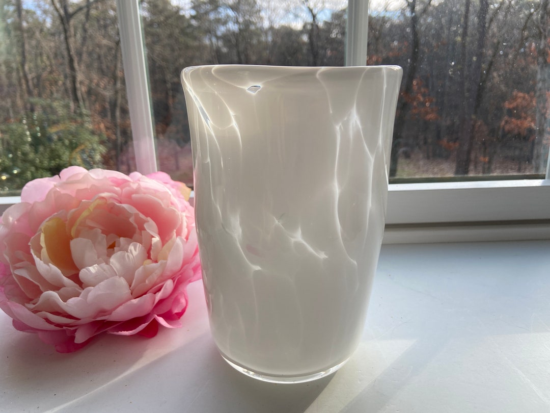 Opaque White Vase, Handblown Glass, Hand Blown Vase, Glass Utensil ...