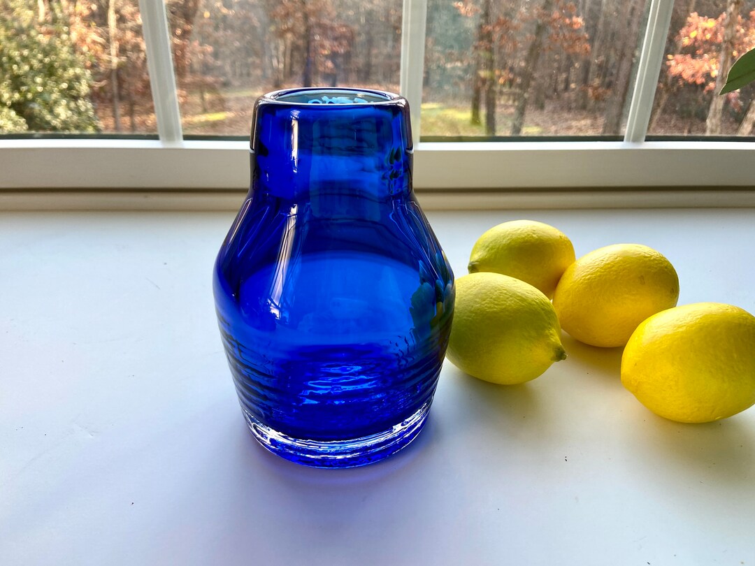 Deep Blue Vase , Handblown Glass, Hand Blown Vase, Pretty Blue Vase ...