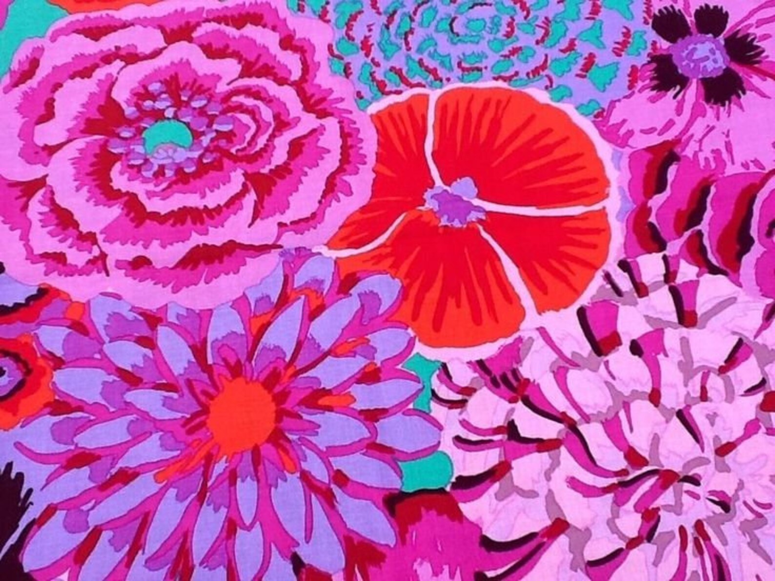 Kaffe Fassett Fabric Stash Bekah GP69 Magenta Purple Pink Orange Black ...