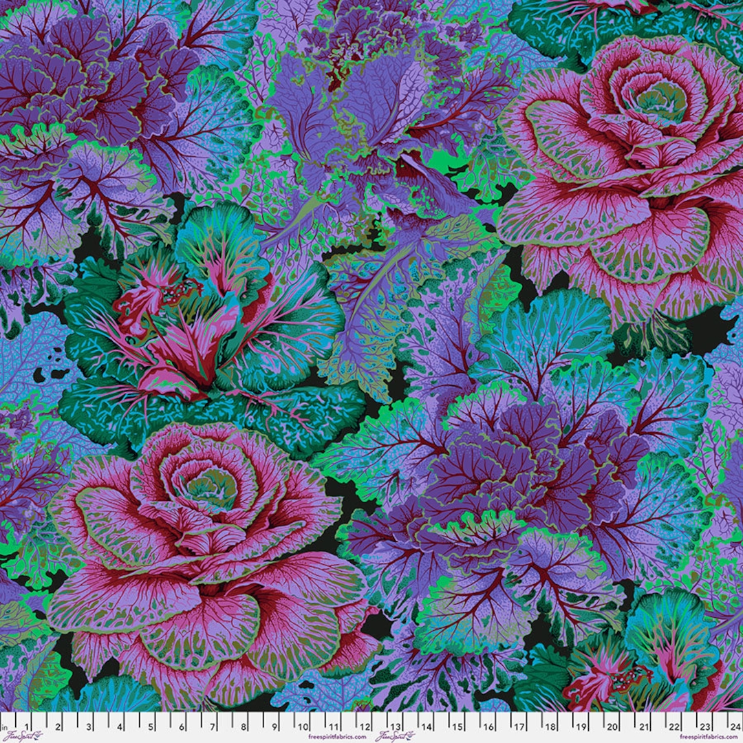 Kaffe Fassett Fabric Phillip Jacobs Curly Kale PJ120 Dark Floral ...