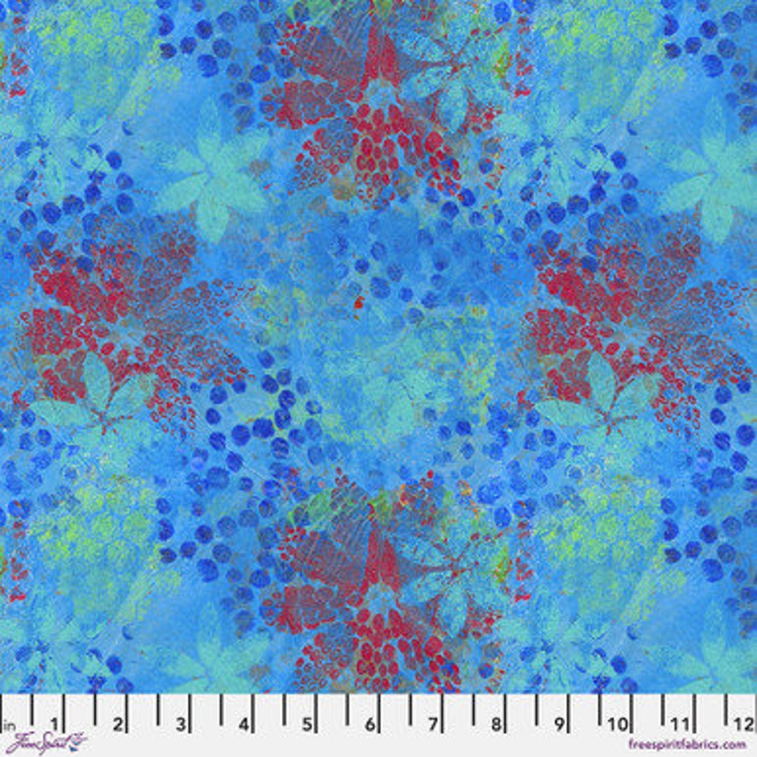 Sue Penn Fabric Butterfly Fields Fabric Flowery Blue SP68 Blue Floral ...
