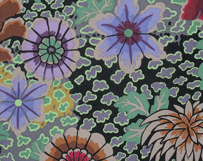 Kaffe Fassett Fabric Dream GP148 Grey Gray Black Floral Flowers 100% ...