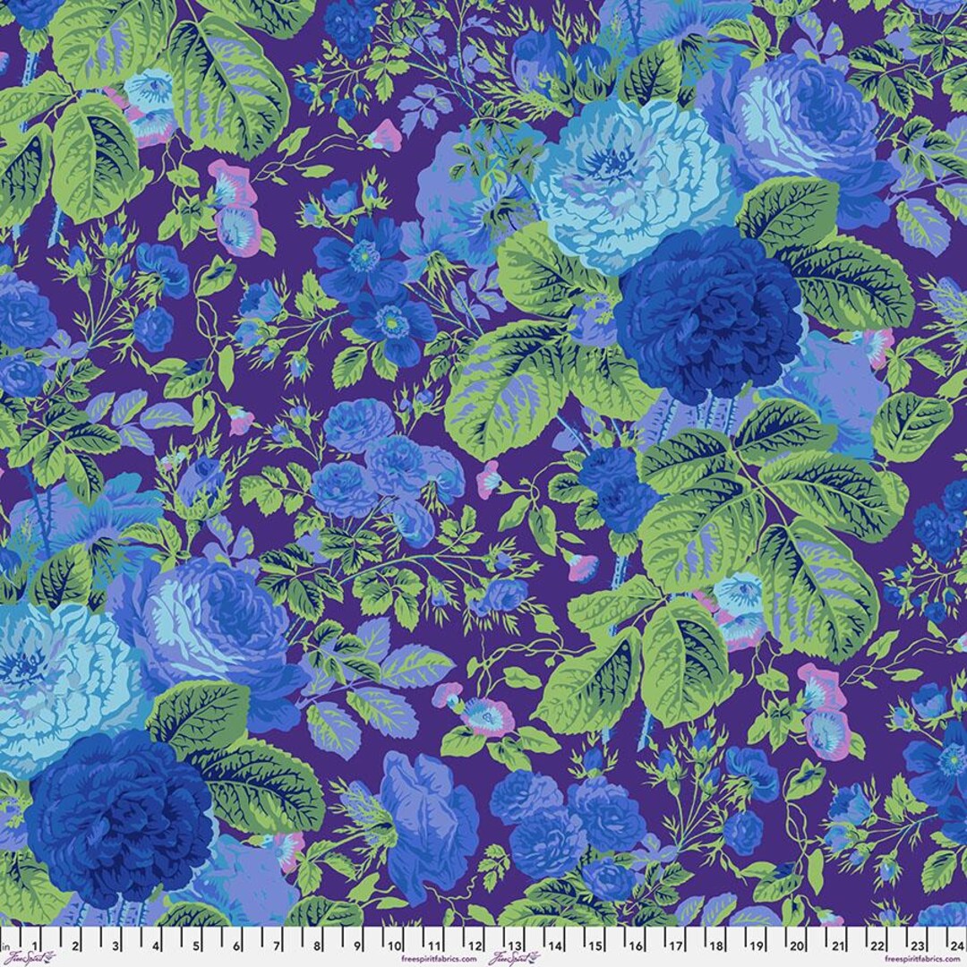 108" Wide BACKING Kaffe Fassett Fabric Gradi Floral PJ005 Purple 100% ...