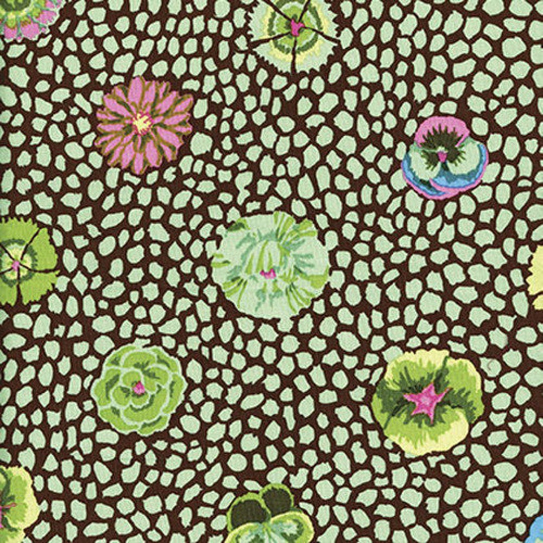 Kaffe Fassett Fabric Guinea Flower GP59 Green Brown Floral 100% Cotton ...