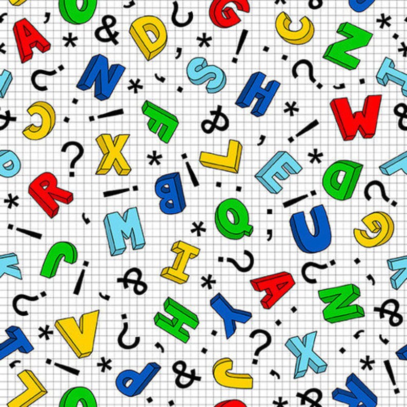 Top of the Class Fabric 1707-01 White Graph Paper Alphabet - Etsy