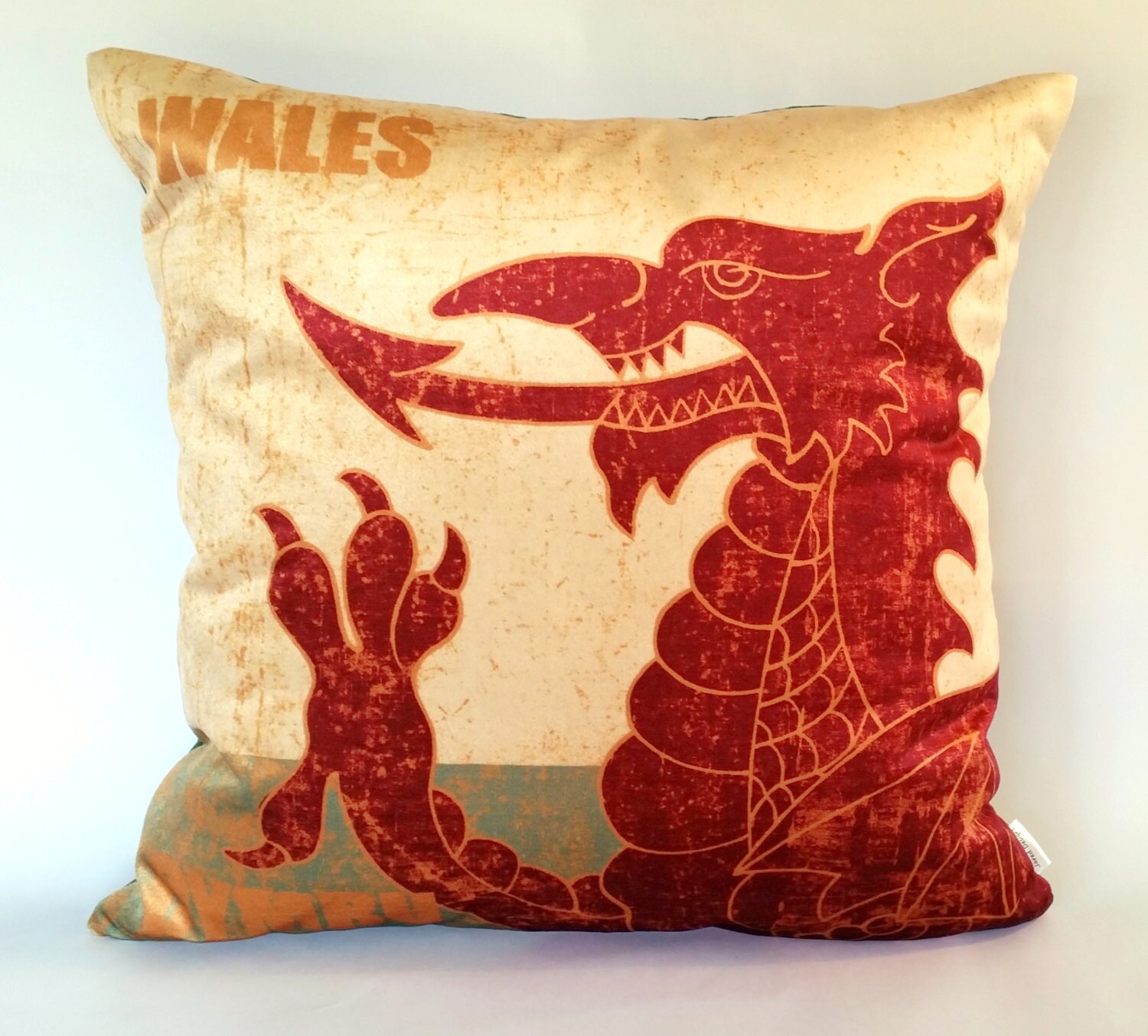 Welsh Dragon Velvet Cushion Cover Welsh Cushion Cover Welsh | Etsy