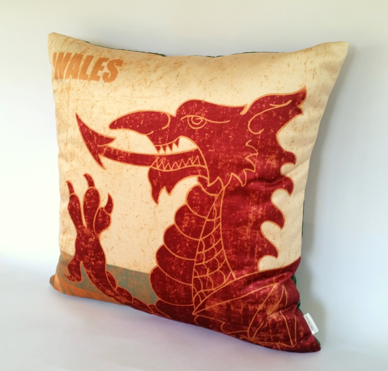 Welsh Dragon Velvet Cushion Cover, Welsh Cushion Cover, Welsh Pillow ...