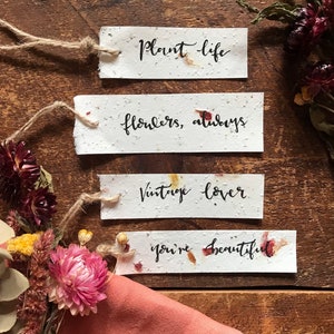 Custom Plantable Seed Tags Modern Calligraphy Gift Tag Personalised ...