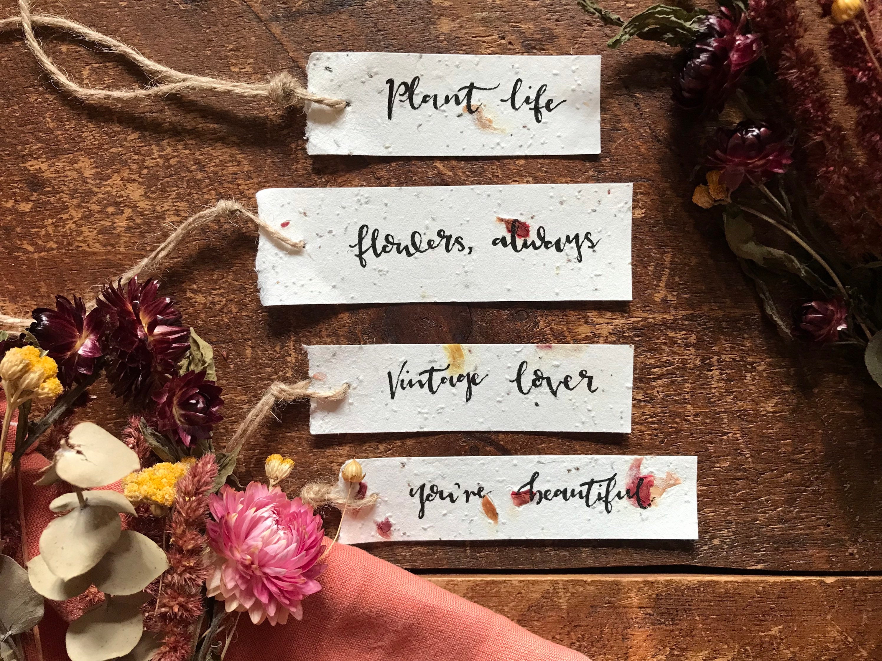 Custom Plantable Seed Tags Modern Calligraphy Gift Tag - Etsy UK
