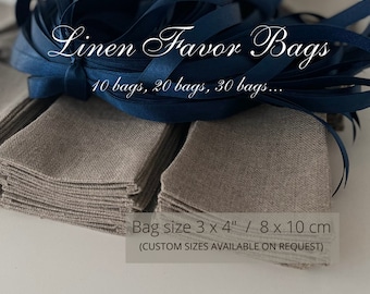 Set of 10 Wedding Favor Bags. White Linen Favor Bags, Linen Gift Bags ...
