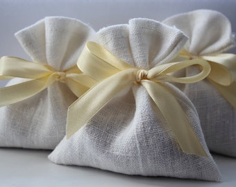 Set of 10 Wedding Favor Bags. White Linen Favor Bags, Linen Gift Bags ...