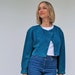1980's Turquoise Cropped Suede Jacket, 80s Retro Short Blue Double ...