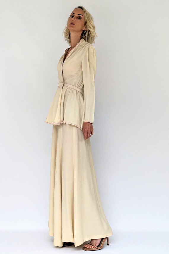 1960s Ossie Clark & Alice Pollock Two Piece Cream Wed… - Gem