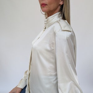 Vintage High Button Neck Satin Blouse - Etsy