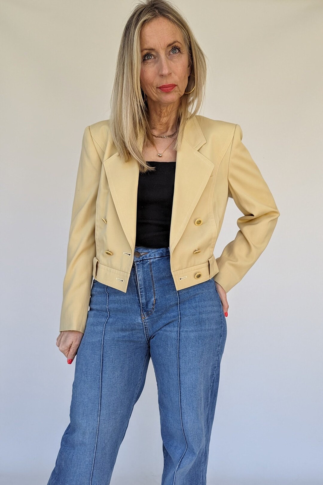 Short Buttermilk Yellow Summer Jacket by Louis Feraud, Cropped Summer ...