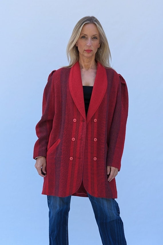 1980s Pure Wool Irish Tweed Red Coat from Triona Desi… - Gem