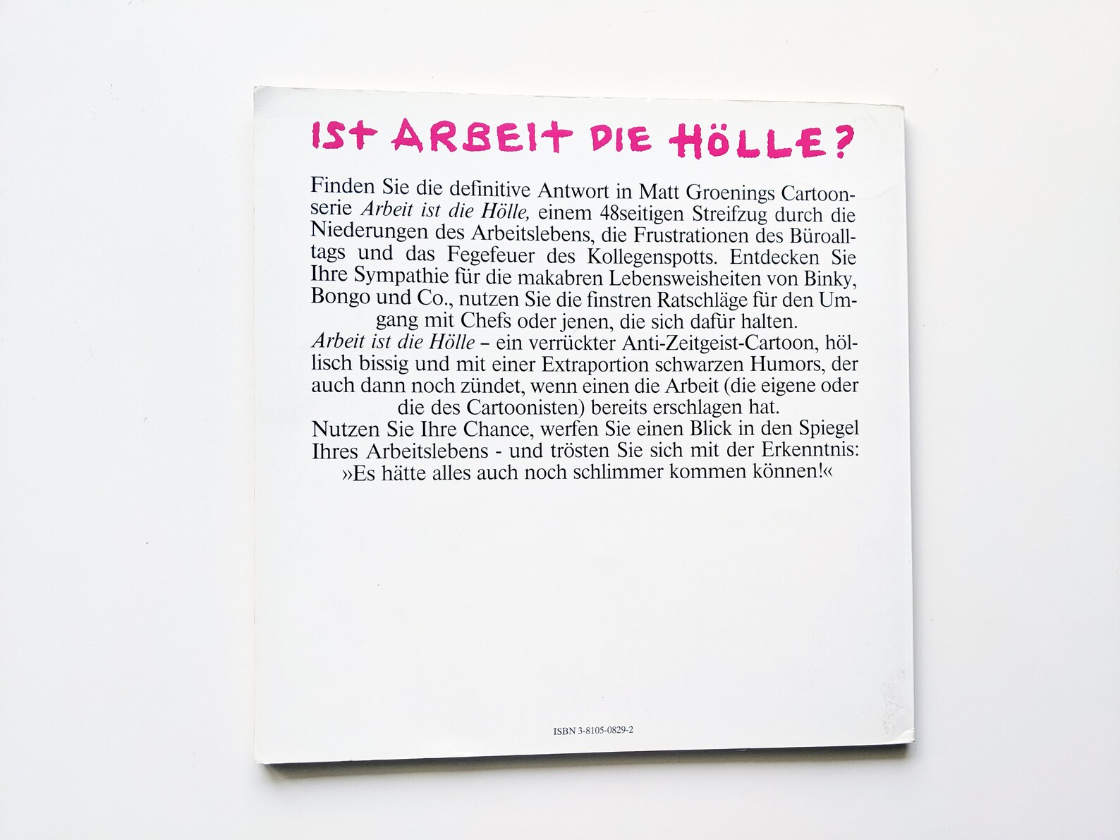 Arbeit Ist Die Hölle work is Hell by Matt Groening 1990 - Etsy