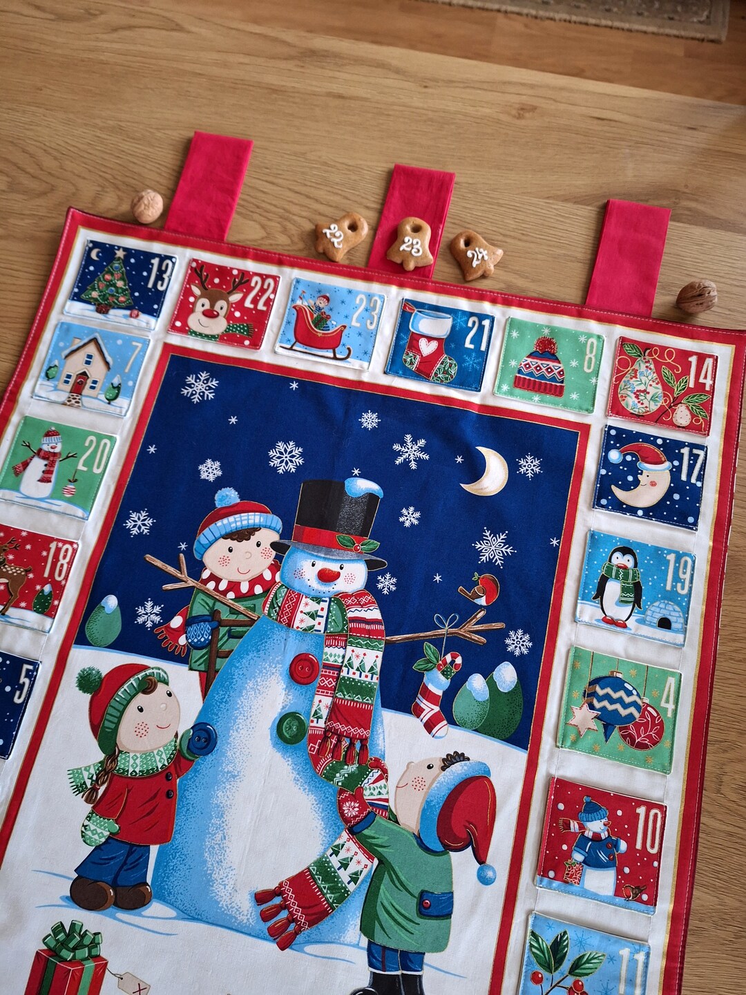 Handmade Snowman Advent Calendar, Quilted Christmas Wall Hanging - Etsy