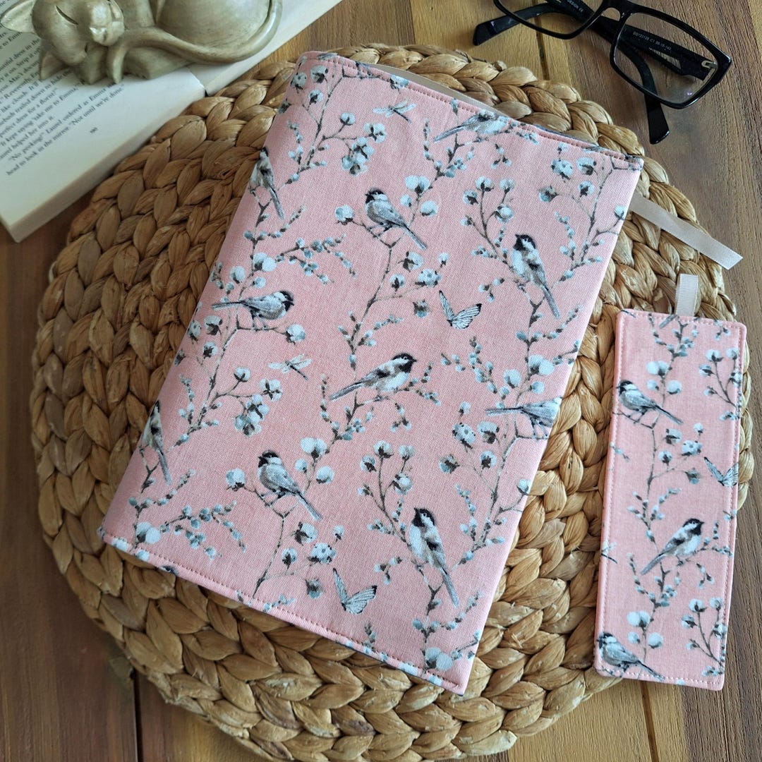 Adjustable Book Cover, Handmade Book Jacket, Spring, Bookmark, Book ...