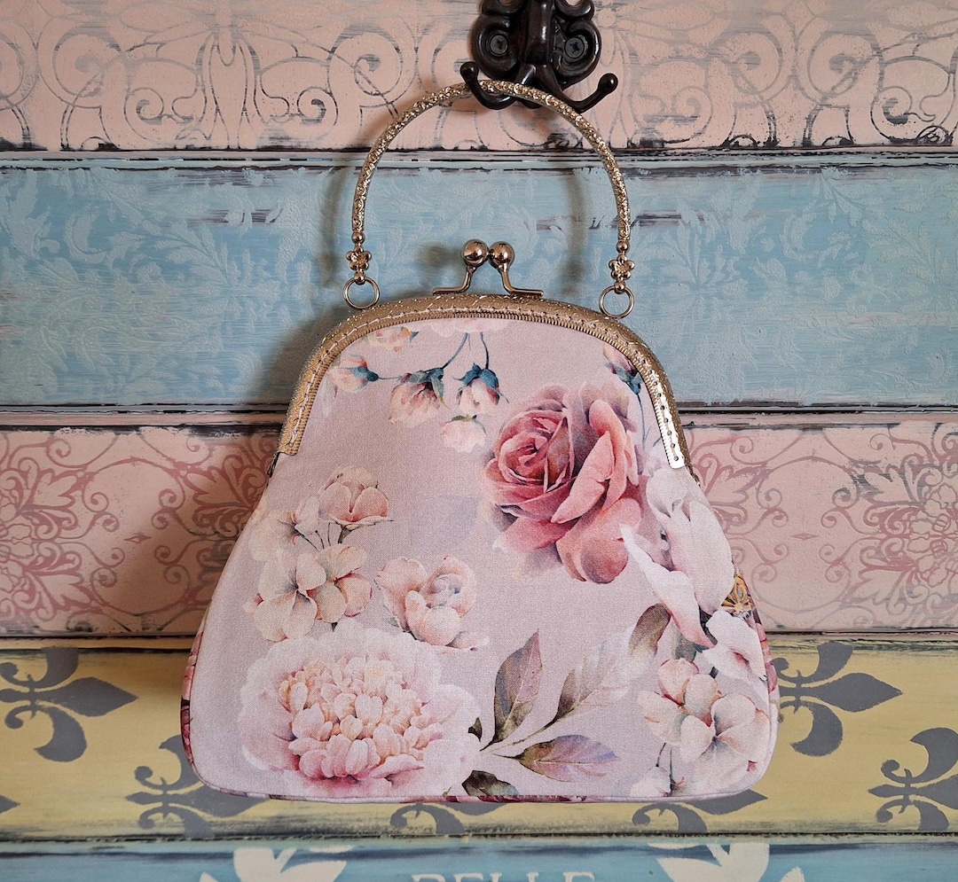 Vintage Floral Evening Clutch: Roses, Peonies, Silver Frame - Etsy
