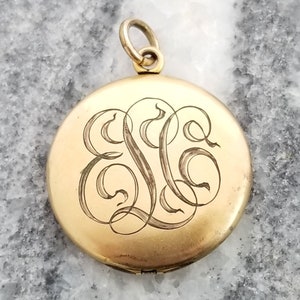 Vintage E.L.C Monogram Photo Locket, 1 Inch Across Gold Filled, Circle ...
